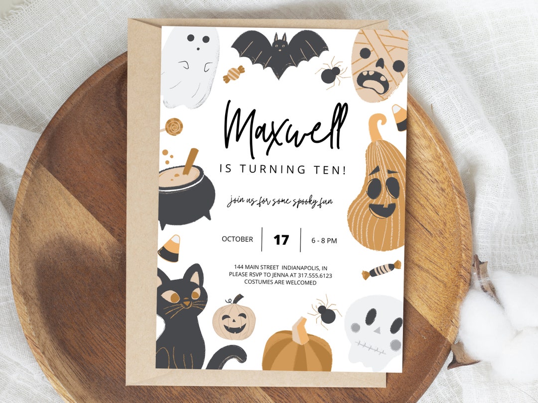 Halloween Birthday Party Invitation, Pumpkin Birthday Party Invite ...