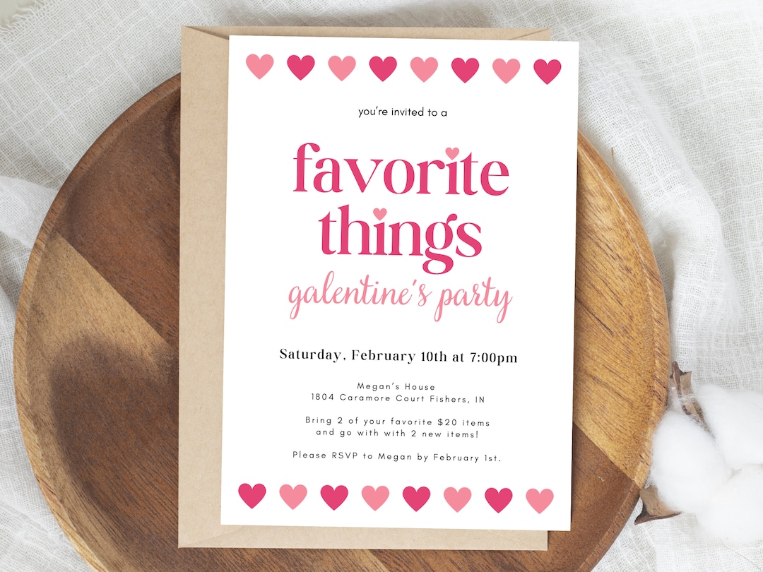 Favorite Things Galentine's Party Invitation, Favorite Things Invite ...