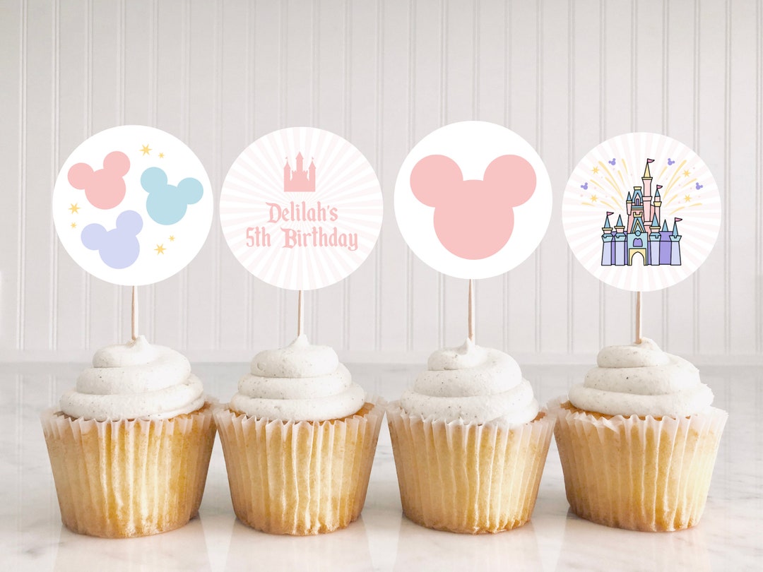 Vintage Disney Birthday Cupcake Toppers, Vintage Theme Park Birthday ...