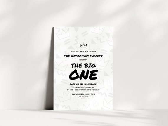 The Big One Birthday Invitation Notorious One Party Invite - Etsy
