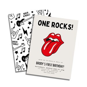 Rock and Roll Birthday Invitation, One Rocks Party Invite, Rock N Roll ...