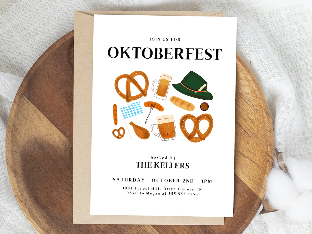 Oktoberfest Invitation, Oktoberfest Party Invite, Modern German ...