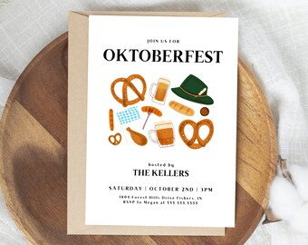 Oktoberfest Lederhosen Invitation, Biergarten Party, Beer Steins ...