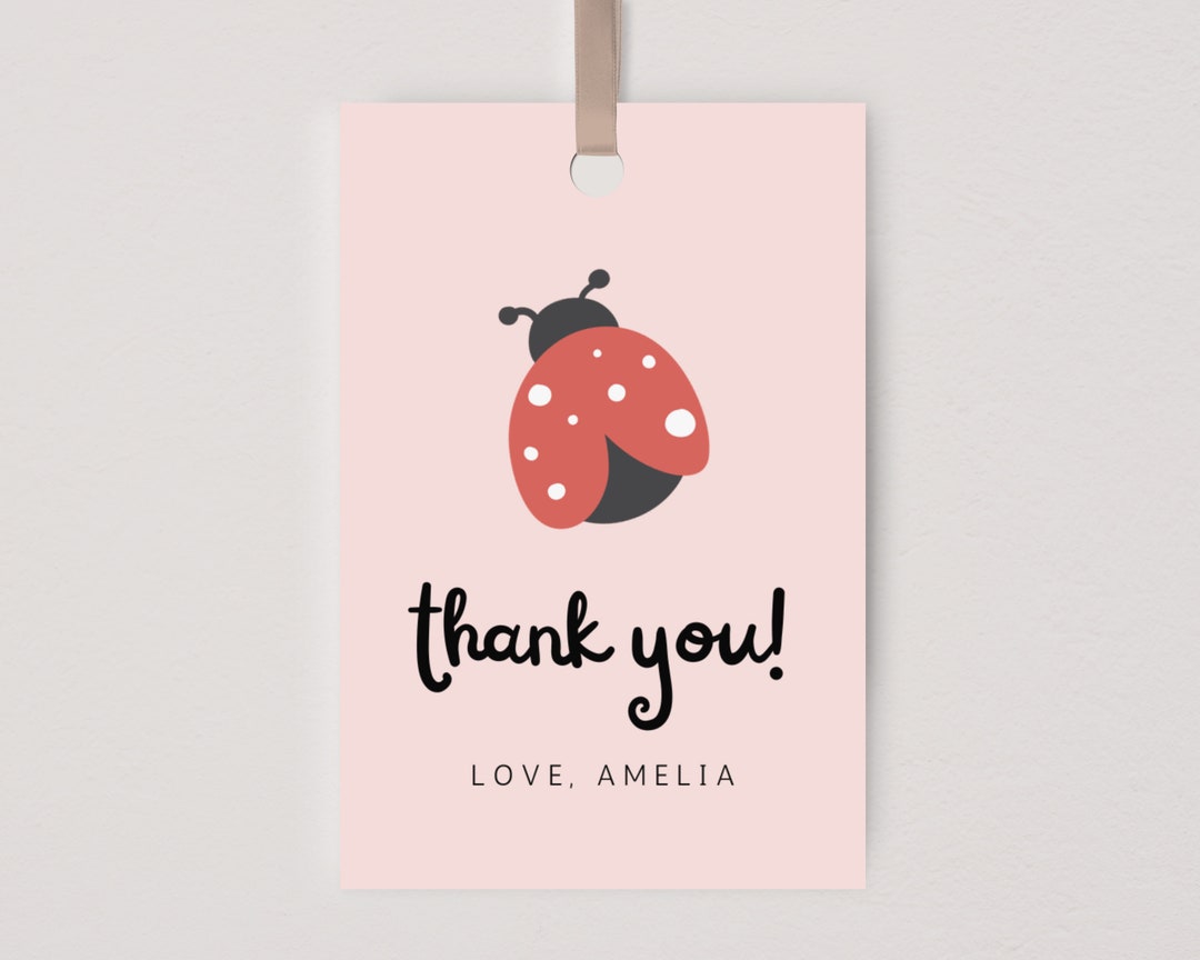 Ladybug Thank You Tag, Lady Bug Party Decor, Little Lady Birthday ...