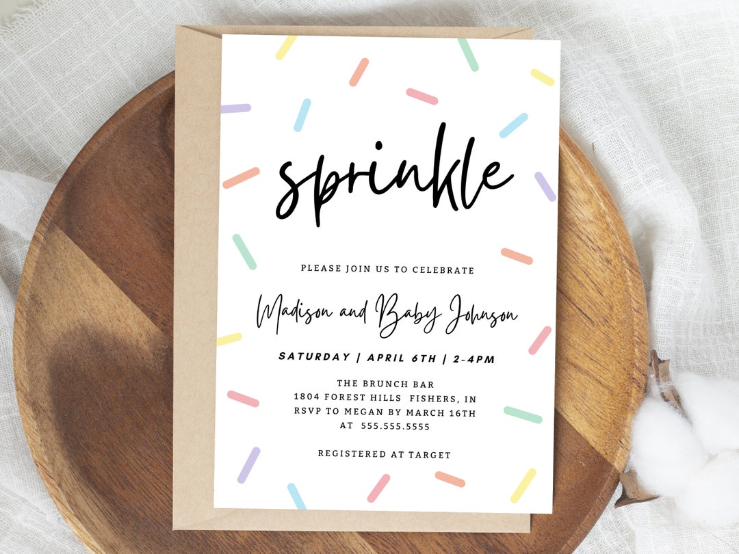 Sprinkle Baby Shower Invitation, Baby Sprinkle Invite, Sprinkled With ...
