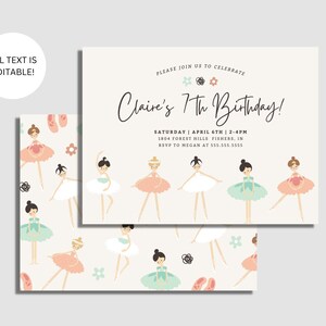 Ballerina Birthday Invitation, Modern Ballerina Invite, Ballet Dancer ...