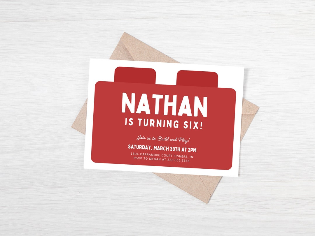Building Block Birthday Party Invitation, Modern Building Block ...