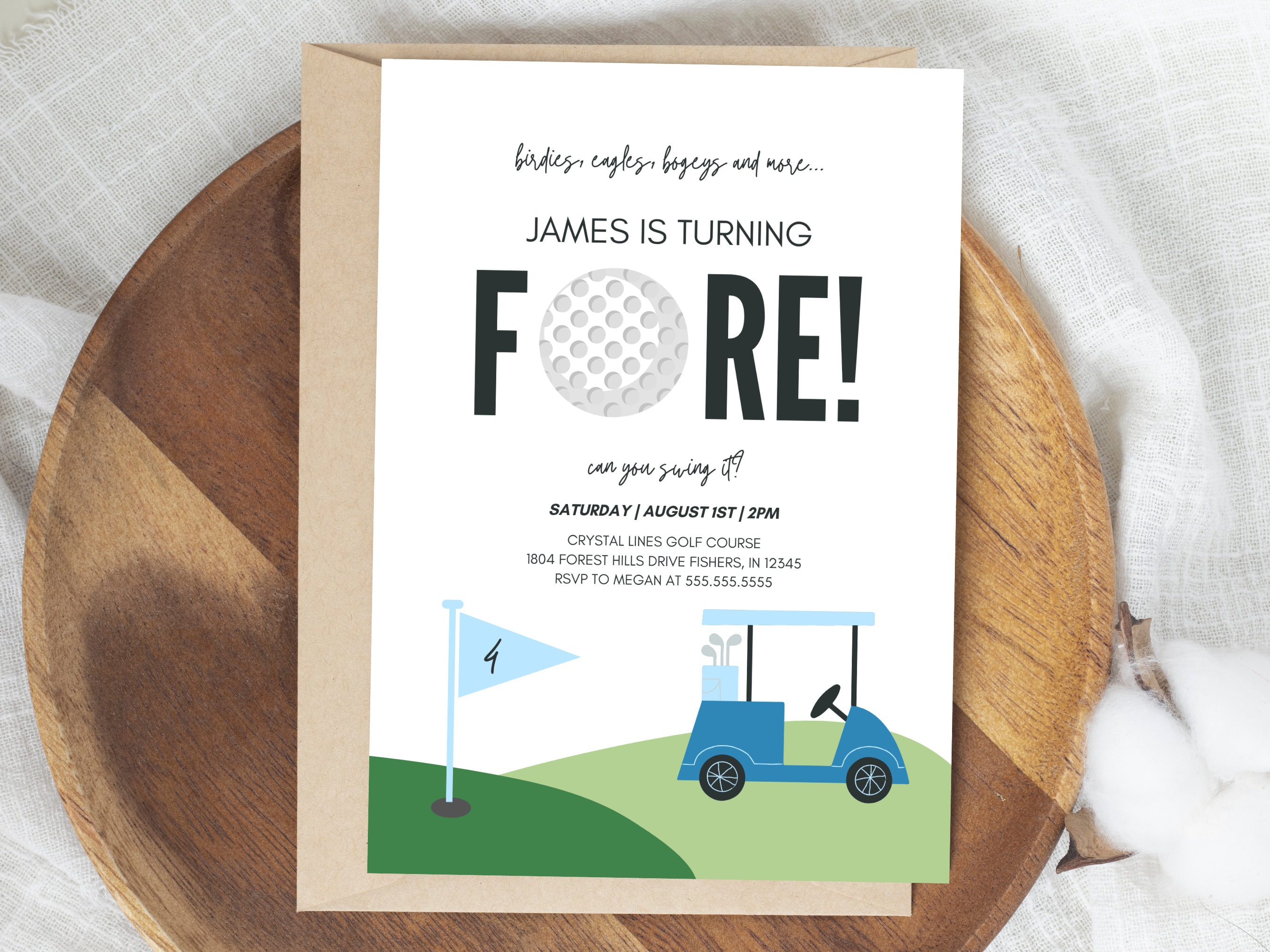 Boy Golf Fore Birthday Invitation Boy Golf 4th Birthday - Etsy