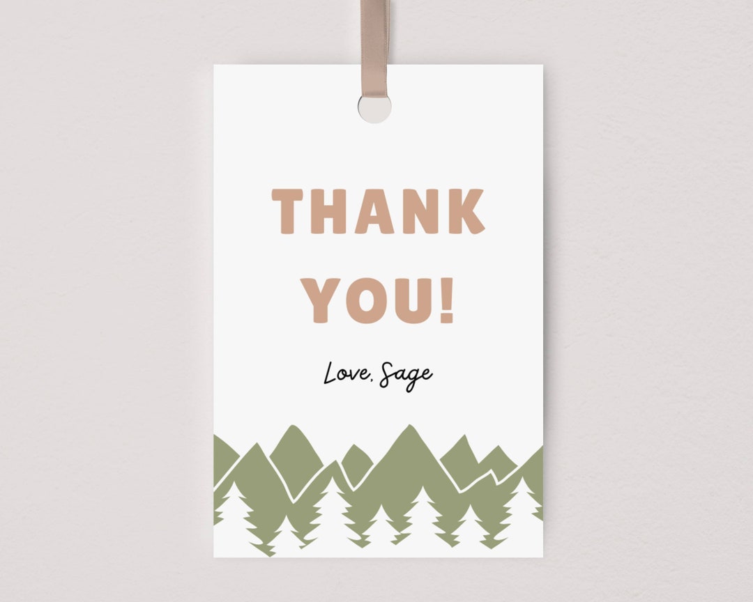 One Happy Camper Thank You Tag, Camping First Birthday Party Favor Tag ...