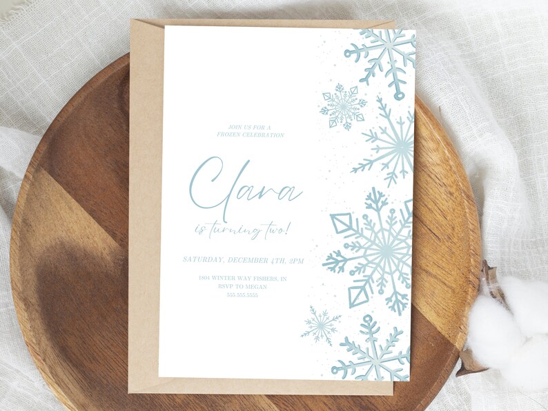 Winter Birthday Invitation Snowflake Birthday Party Invite - Etsy