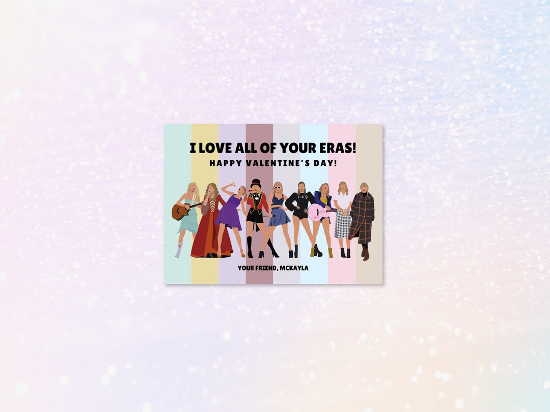 The Eras Tour Valentine's Day Cards, Swiftie Valentines Day Tag, Taylor ...