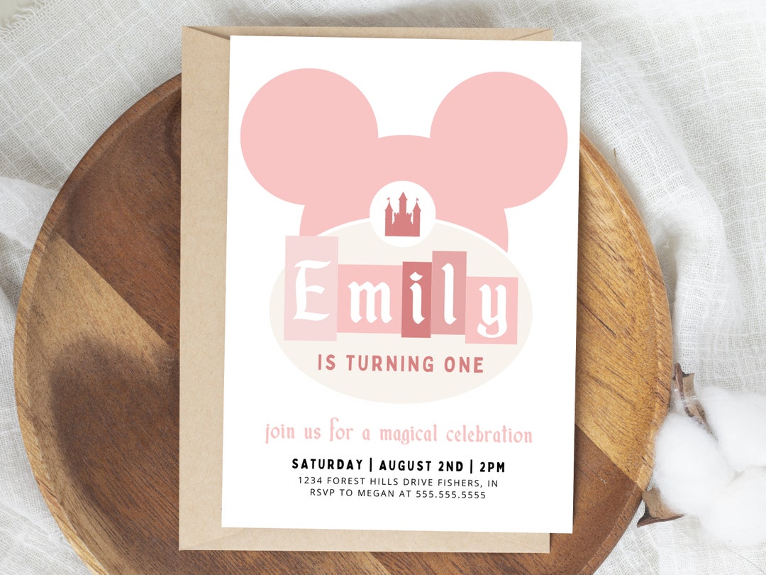 Vintage Disney Birthday Invitation, Vintage Theme Park Birthday Invite ...