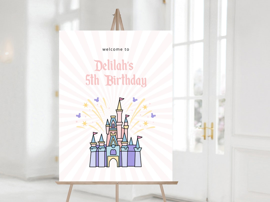Vintage Disney Birthday Welcome Sign, Vintage Theme Park Birthday ...