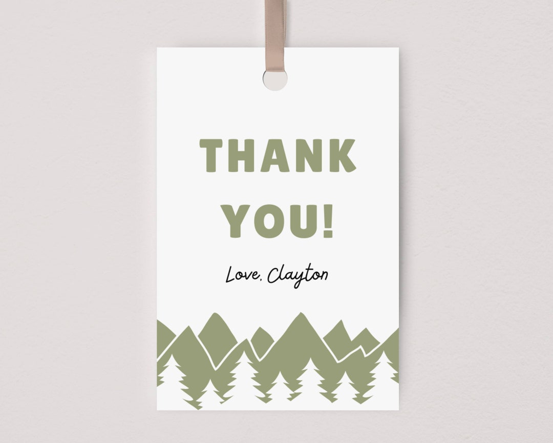 One Happy Camper Thank You Tag, Camping First Birthday Party Favor Tag ...