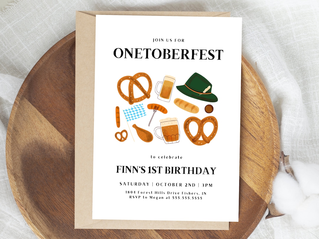 Onetoberfest Birthday Invitation, Oktoberfest First Birthday, Modern ...