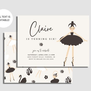 Ballerina Birthday Invitation, Modern Ballerina Invite, Ballet Dancer ...