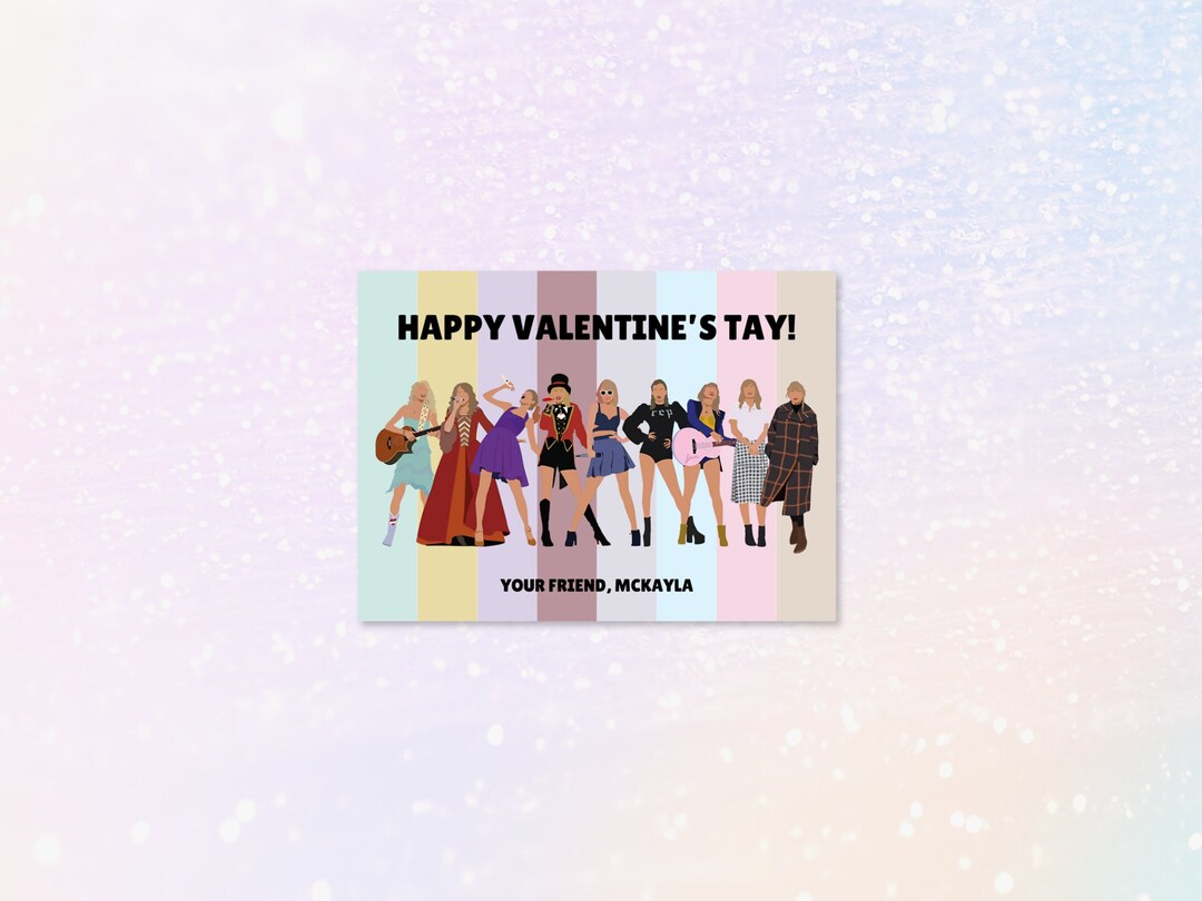 The Eras Tour Valentine's Day Cards, Swiftie Valentines Day Tag, Taylor ...