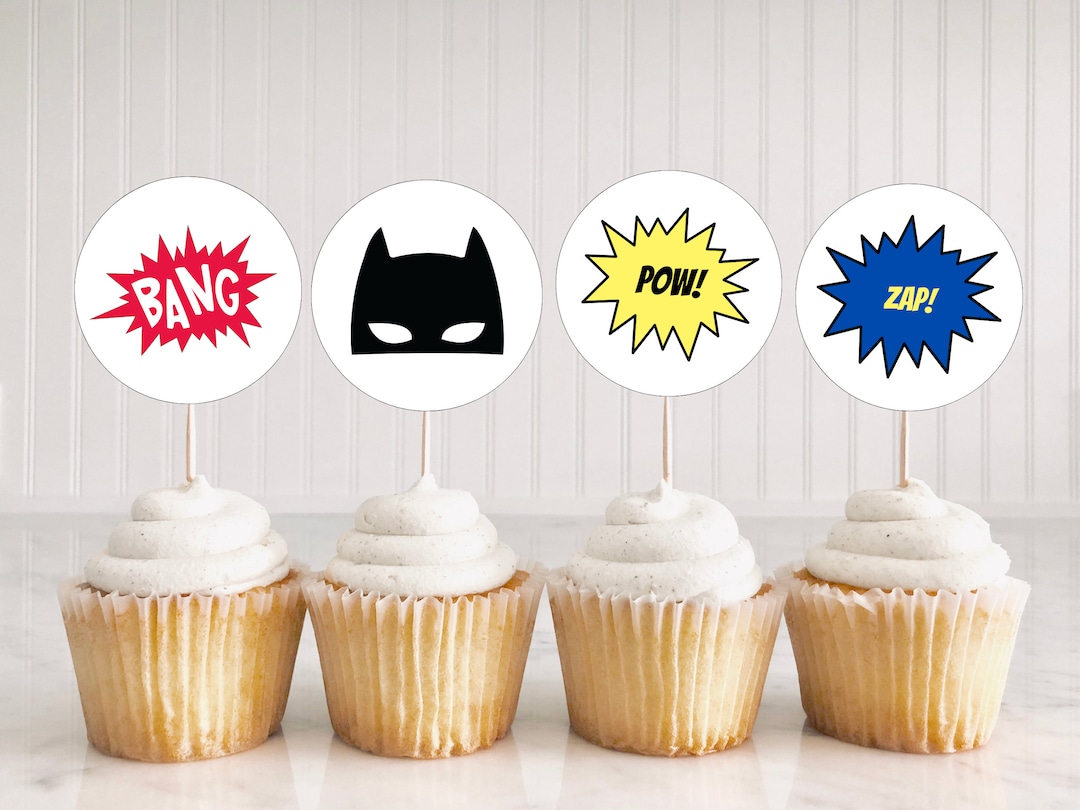 Superhero Cupcake Toppers, Superhero Birthday Party Decorations, Modern ...