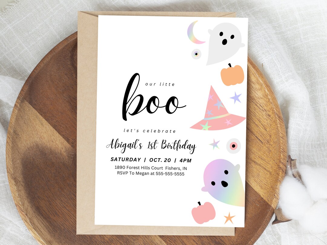 Little Boo Birthday Invitation, Girl Halloween Birthday Invite ...