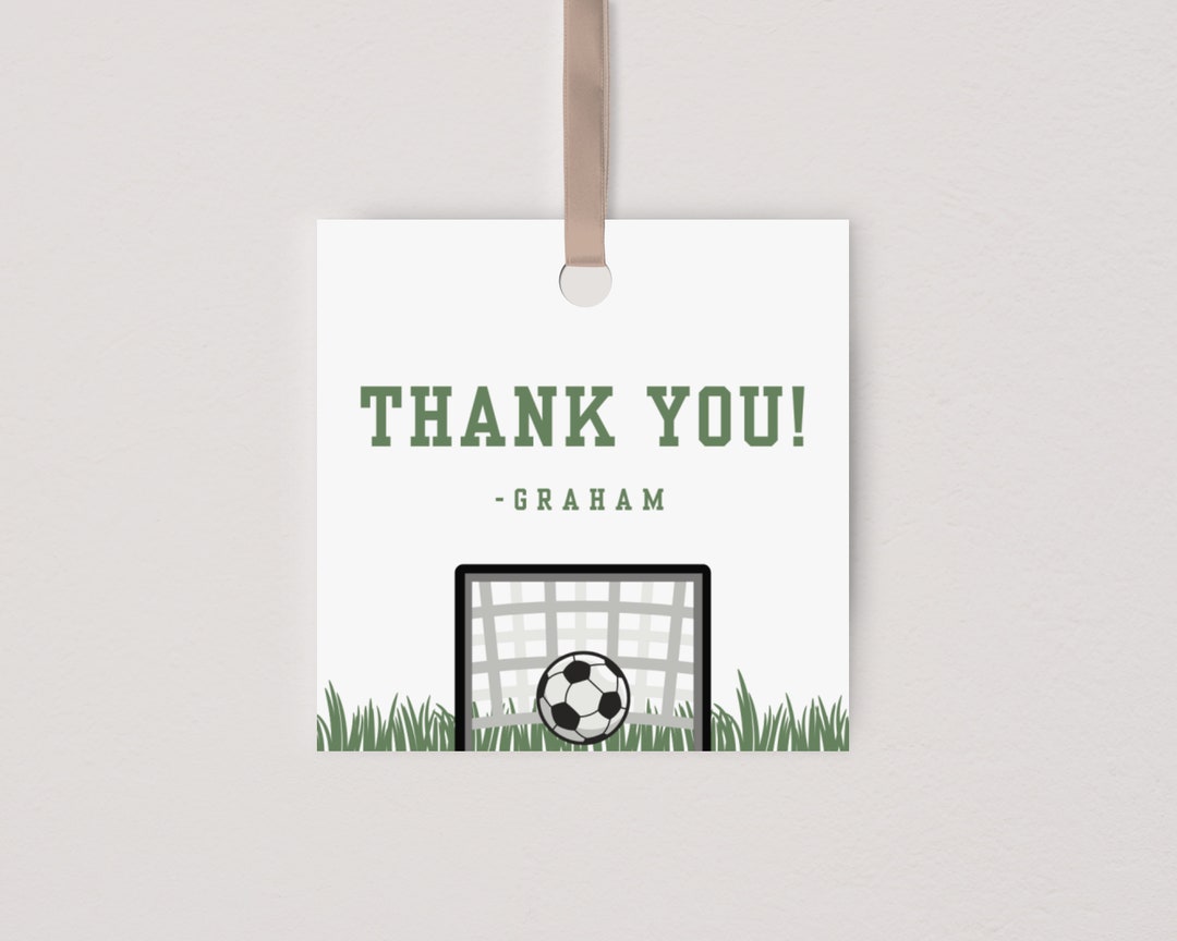 Soccer Birthday Thank You Tag, Sport Birthday Party Favor Tag, Modern ...