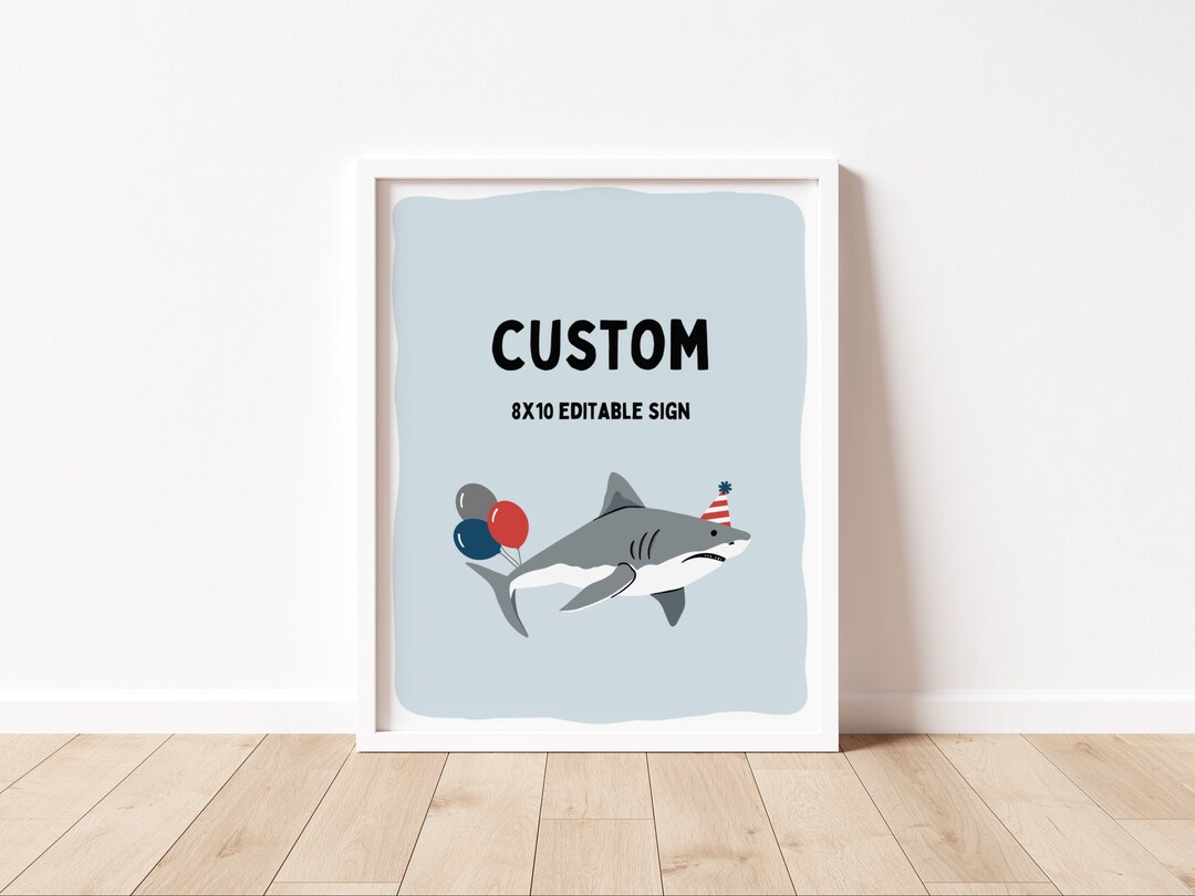 Shark Birthday Editable Sign, Fintastic Birthday Party Decorations ...