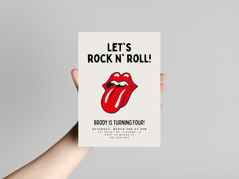 Rock and Roll Birthday Invitation, Rocker Birthday Invite, Rock N Roll ...