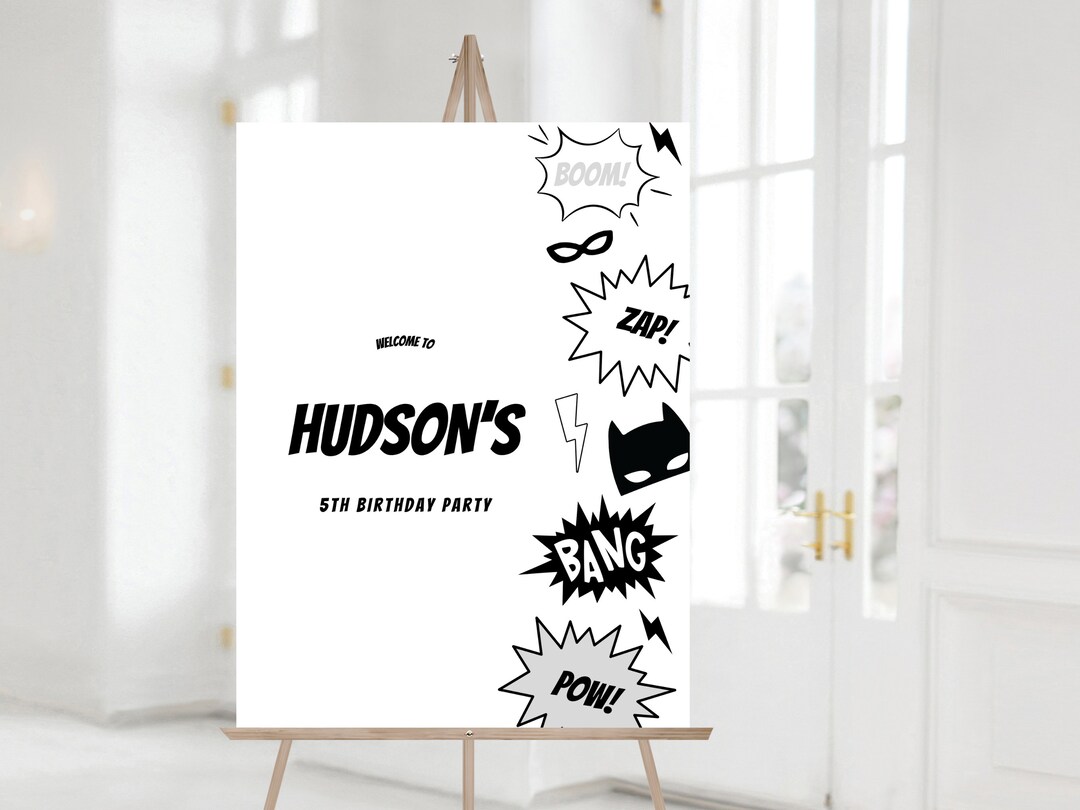 Superhero Birthday Welcome Sign, Superhero Birthday Party Editable Sign ...