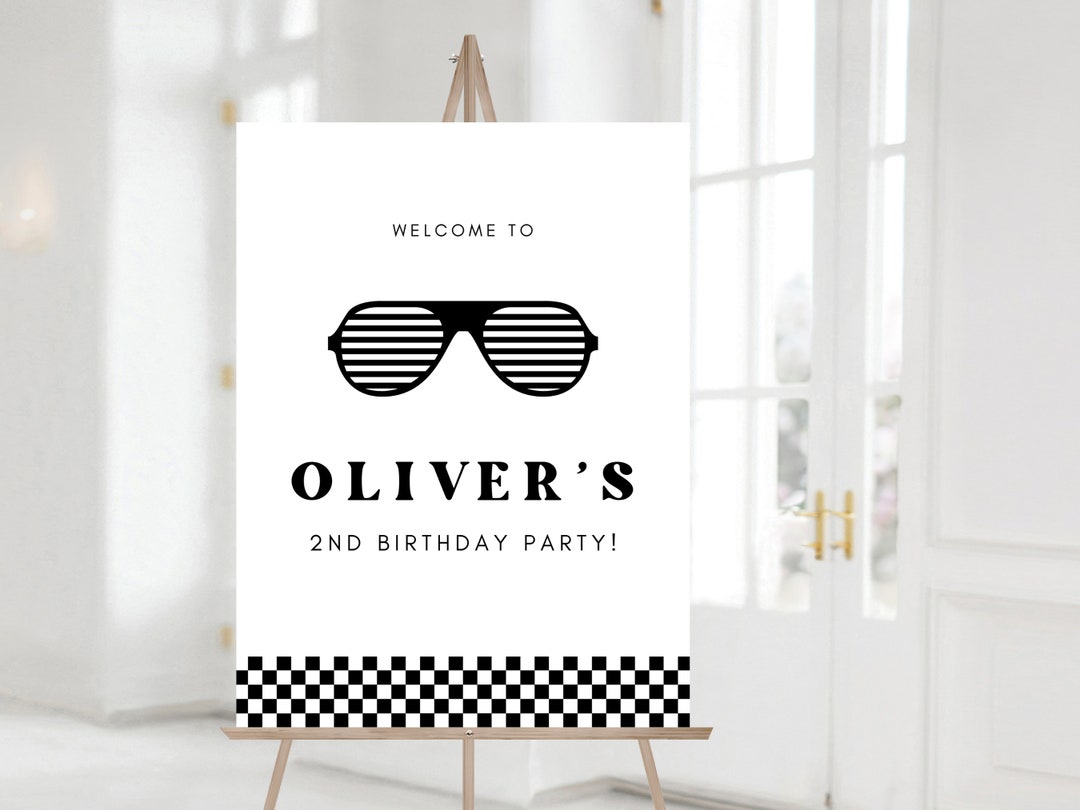 Two Cool Birthday Welcome Sign, Boy Second Birthday Party Decorations ...