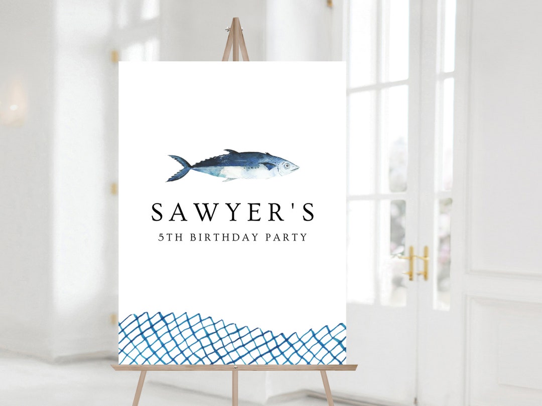 Fishing Birthday Welcome Sign, Fish Birthday Decorations, O-fish-ally ...
