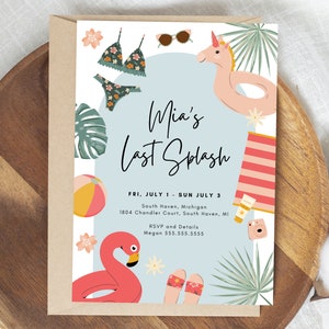 Last Splash Bachelorette Invitation, Pool Bachelorette Party, Summer ...