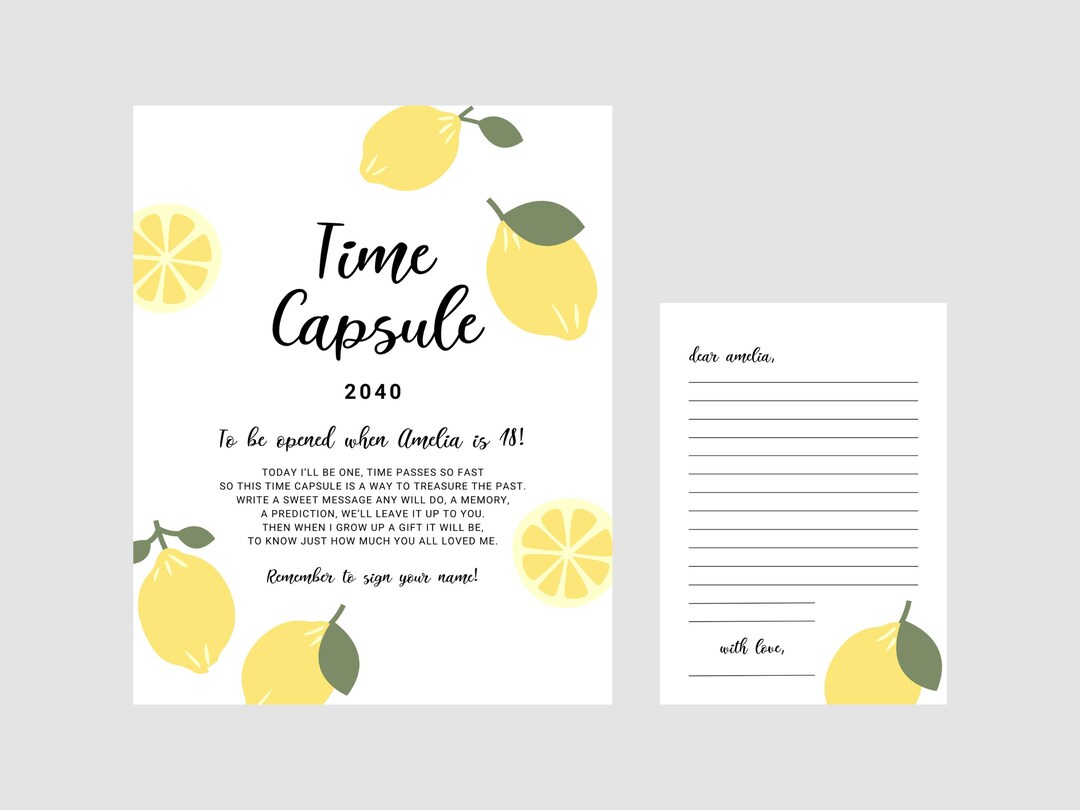 Lemon Birthday Time Capsule, Lemonade Birthday Decorations, Modern ...