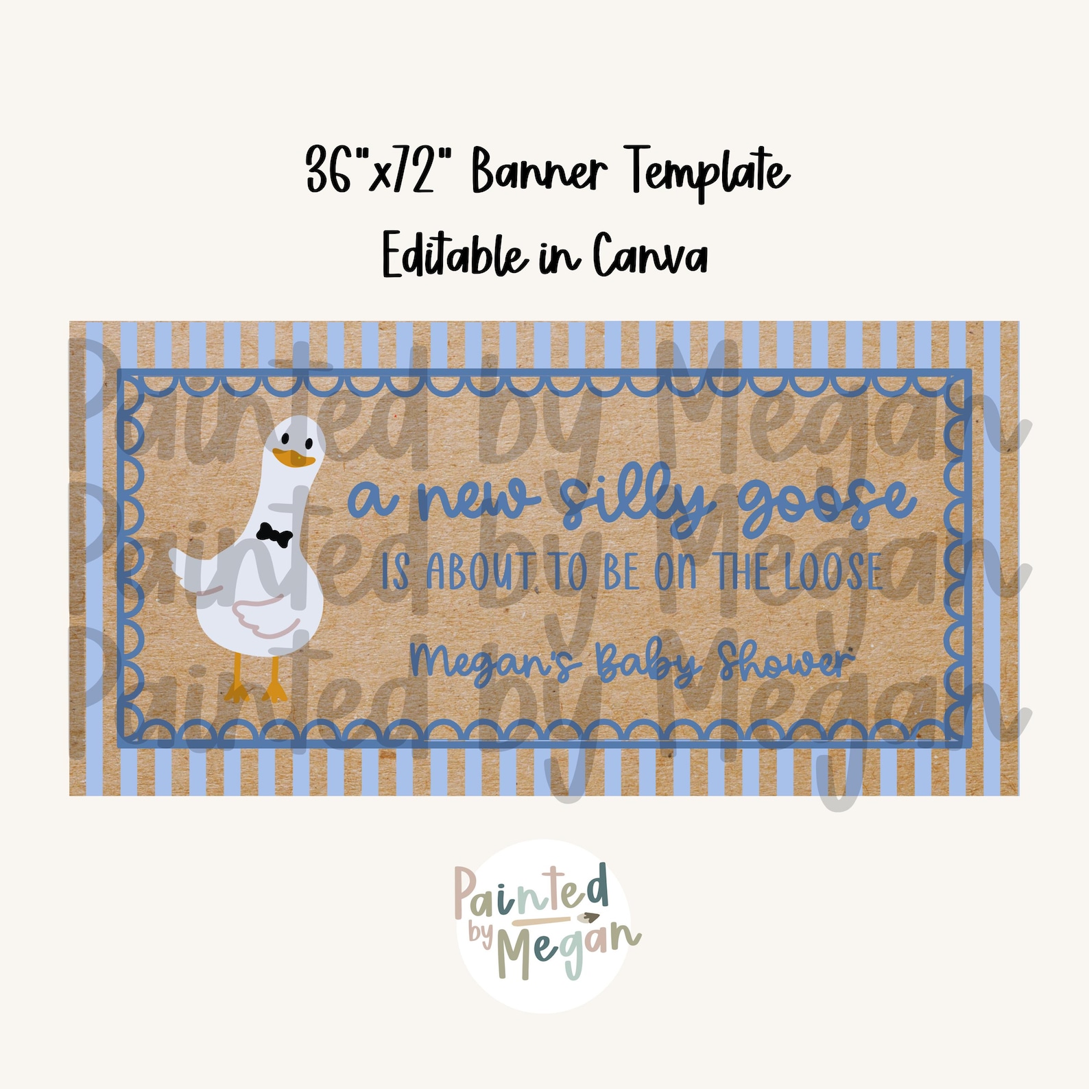 Silly Goose Banner Template, Goose on the Loose Baby Shower Banner ...