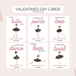 Printable Ballerina Valentine's Day Tag, Ballet Valentines Card, Dance ...
