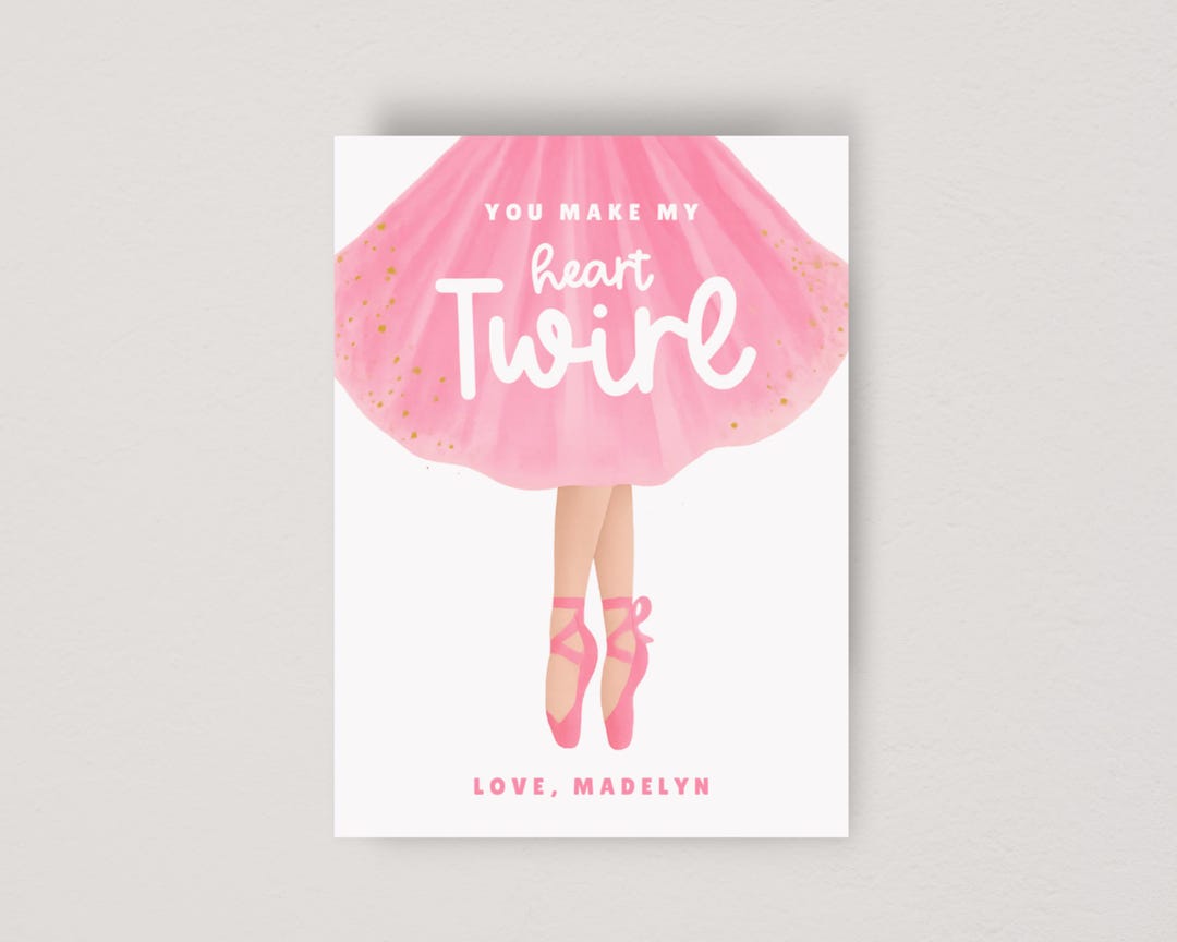 Printable Dance Valentine Cards, Ballerina Valentines Day Card, Dancer ...