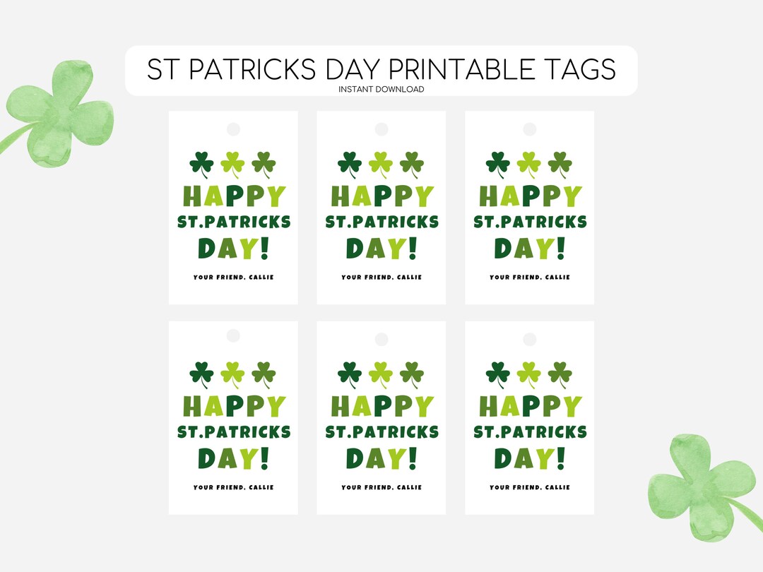 Printable Saint Patrick's Day Tag, St. Patricks Day Tag, Saint Patricks ...