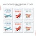 Kids Airplane Valentines Day Cards, Printable Plane Day Tags, Kid Vday ...