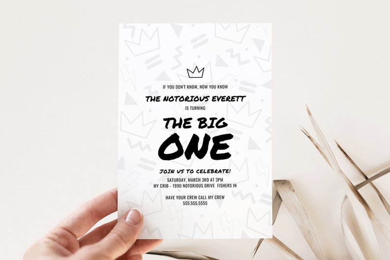 The Big One Birthday Invitation, Notorious One Party Invite, First ...