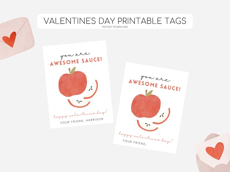 Apple Sauce Valentines Day Cards, Printable Applesauce Pouch Valentine ...