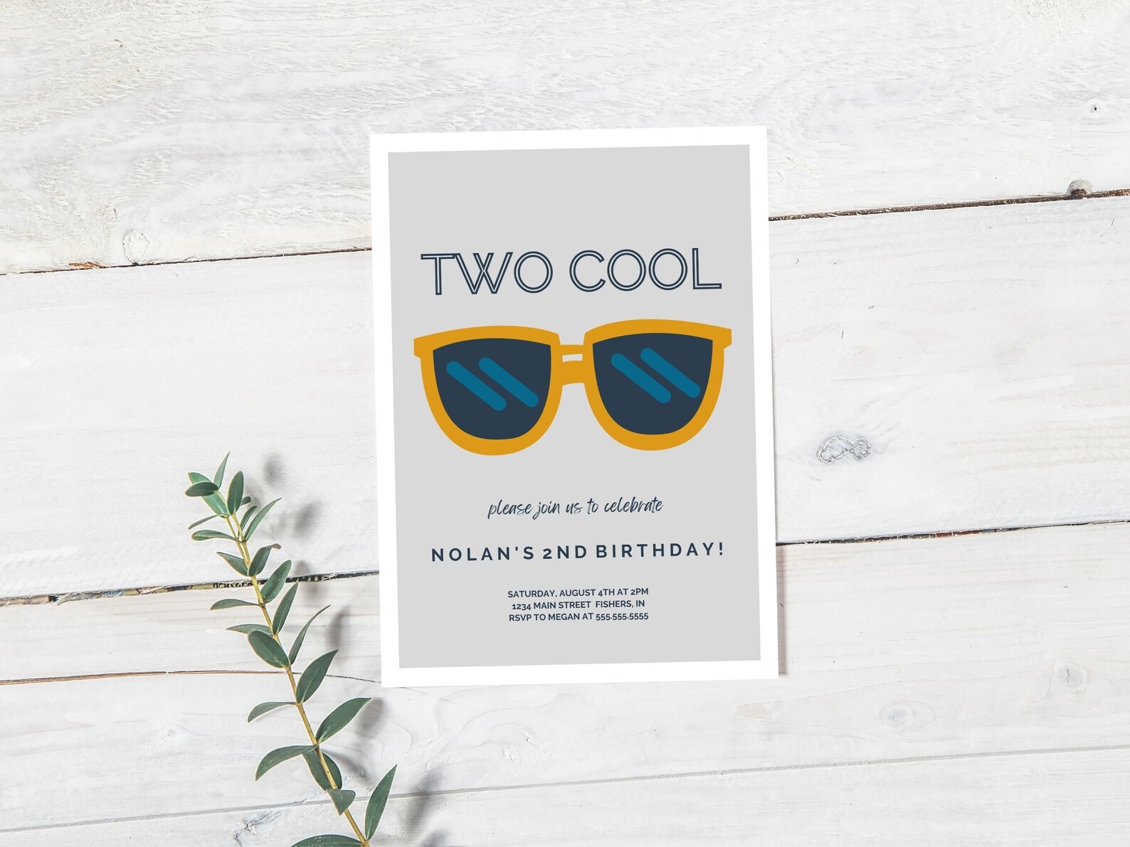 Two Cool Birthday Invitation Boy Second Birthday Party - Etsy