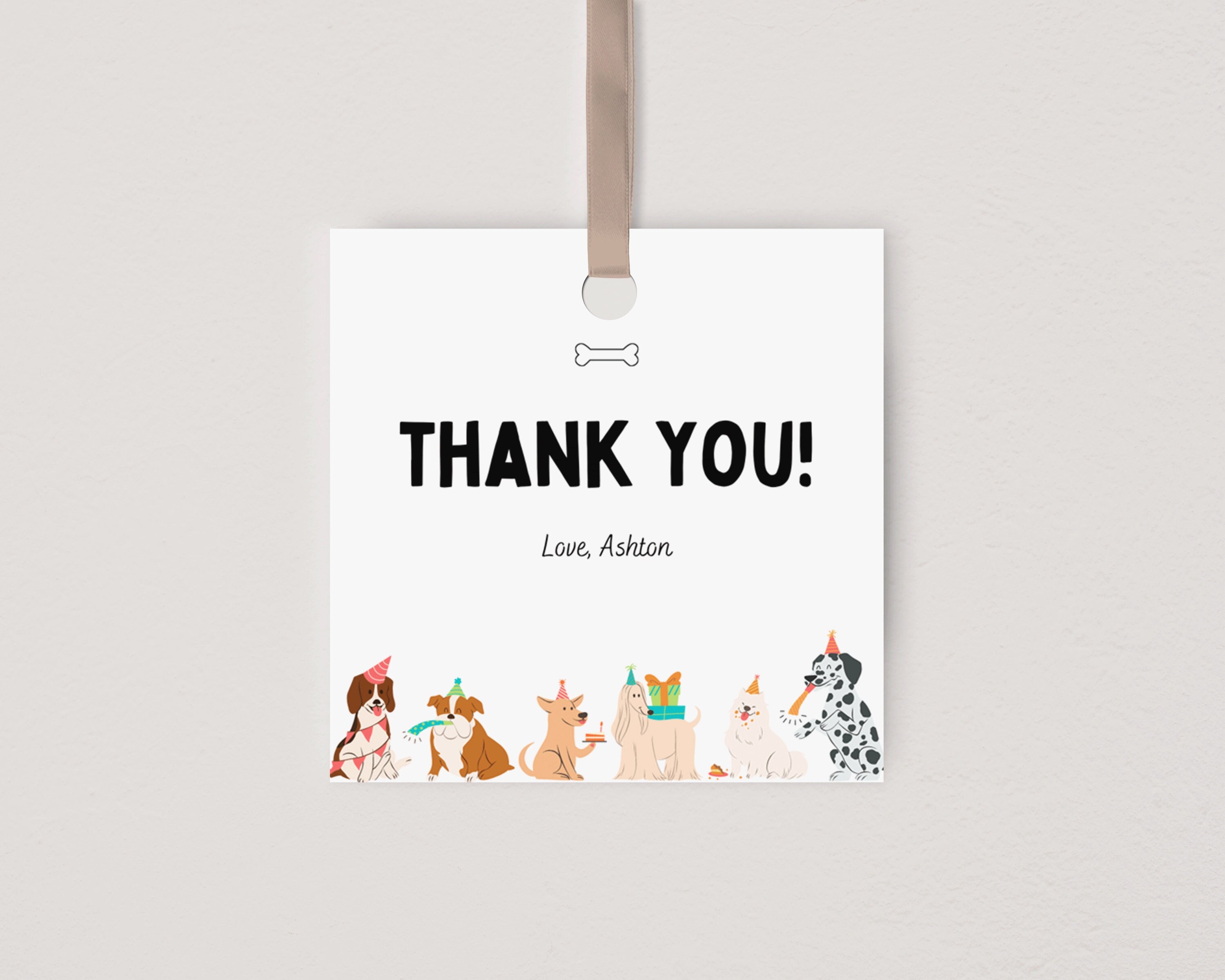 Bad Two the Bone Birthday Thank You Tag Puppy Pawty 2nd - Etsy