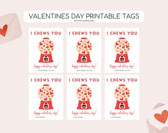 Printable Gumball Machine Valentines Instant Download I Chews - Etsy