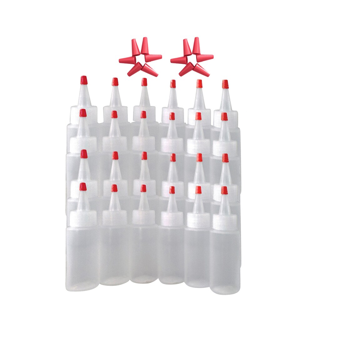 2oz Plastic Squeeze Bottles 24/pk Yorker Red Tip Caps Refillable Icing ...