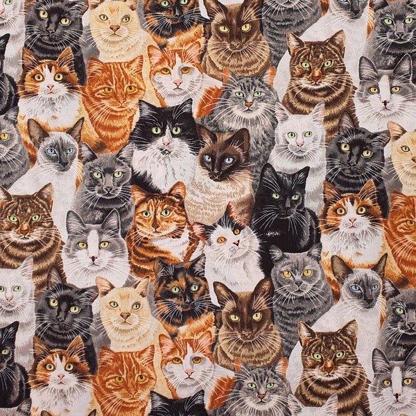 Cats Crowded Fabric - Etsy