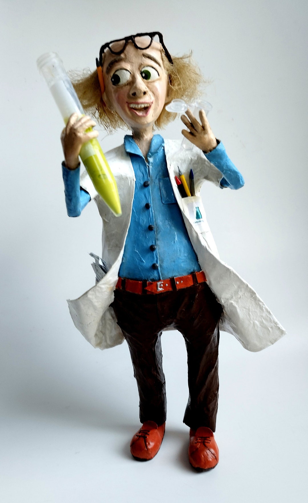 Paper Mache Sculpture -the Scientist at the Moment of Discovery - Etsy