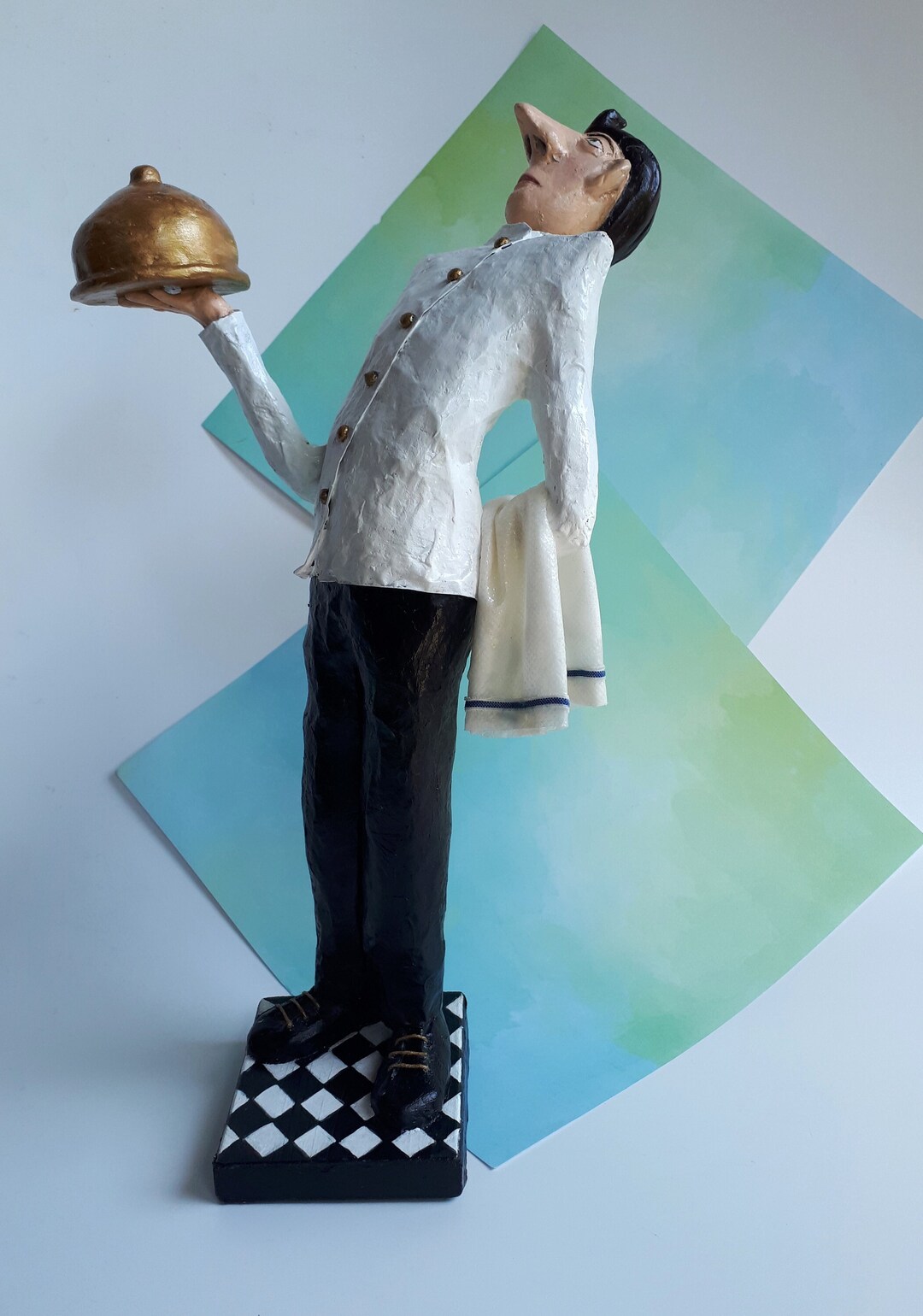 The Proud Waiter-paper Mache Sculpture, - Etsy