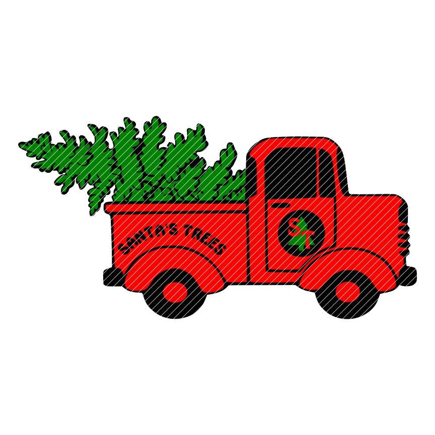Little Red Truck Santa's Christmas Tree Truck Clipart - Etsy