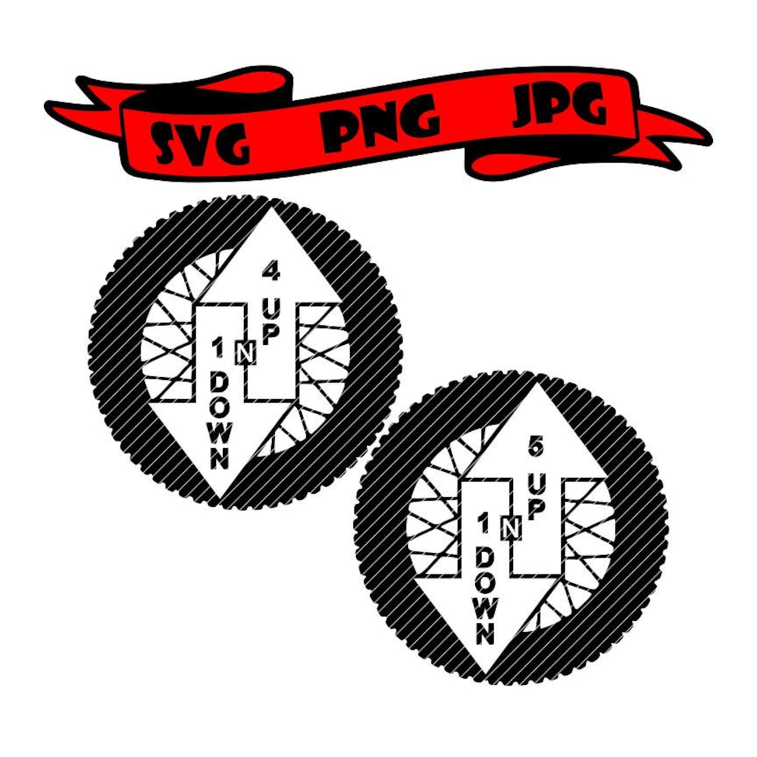1 Down N 5 up / 4 Up, 4 Versions Gears Biker Motorcycle SVG Clipart ...