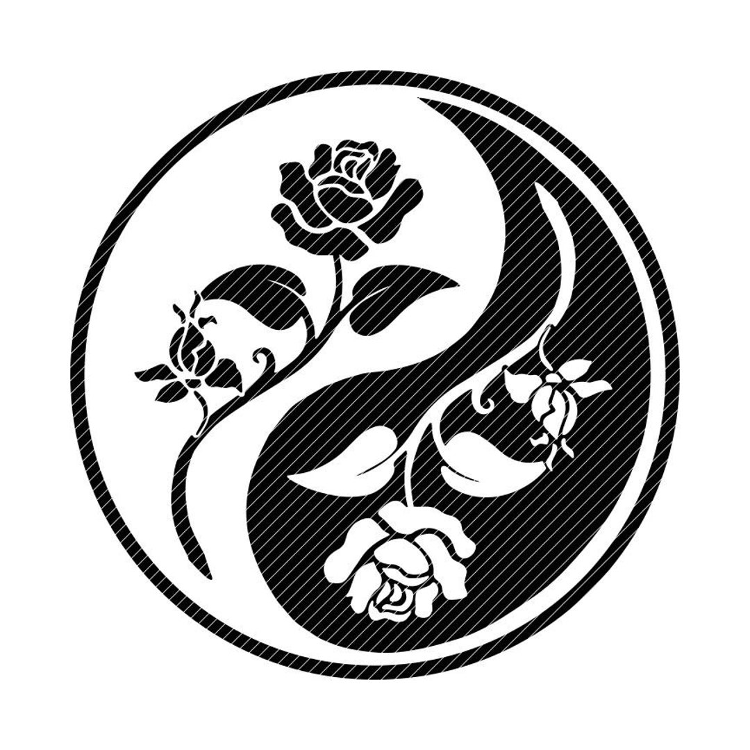 Yin Yang Rose Simple, Clipart Vector Graphics Cut Files Svg Jpg Ping ...