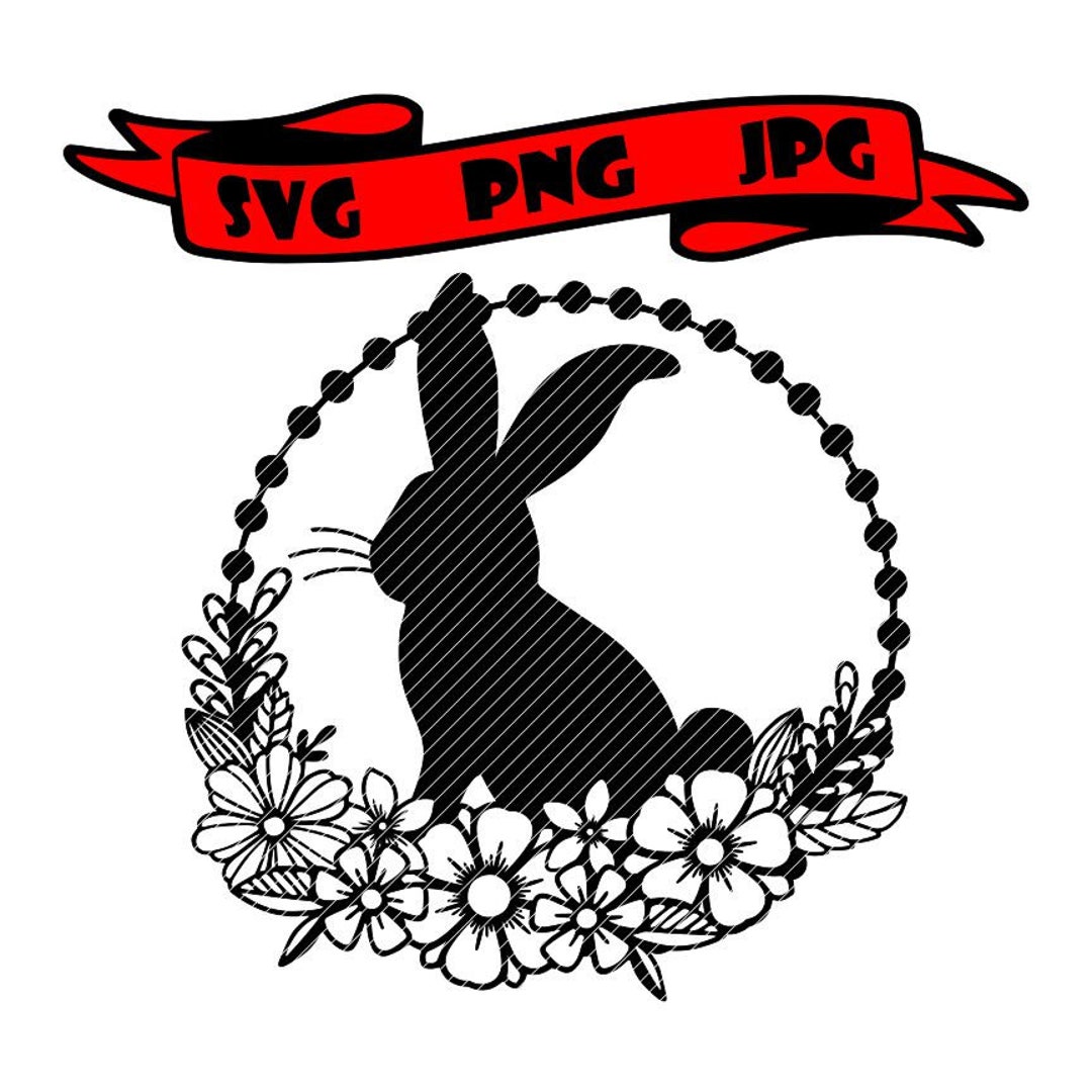 Easter Floral Bunny Rabbit, 2 Versions Happy Easter Bunny Rabbit ...