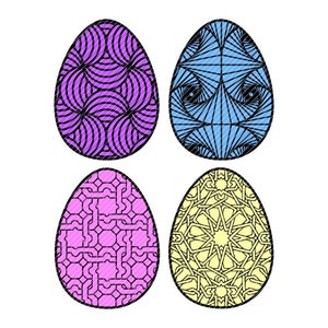 Fancy Eggs Set 1 4 Variations Easter Zentangle Swirl Fancy - Etsy